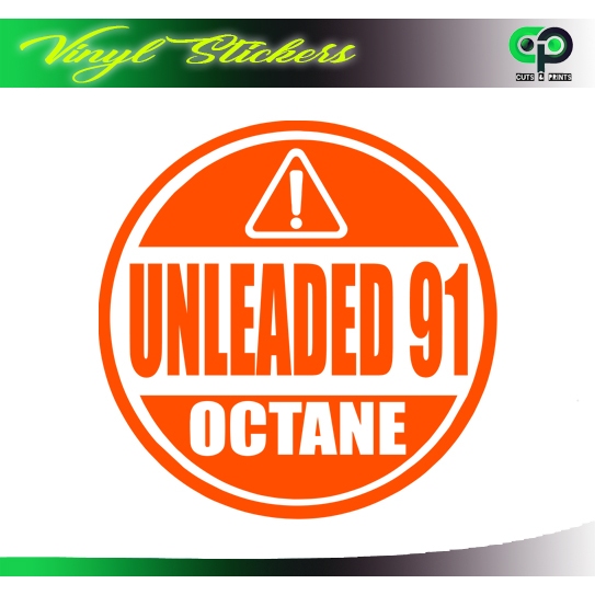 Unleaded 91 Octane 001 - Vinyl Sticker (For Laptop, Motorcycle, Car ...