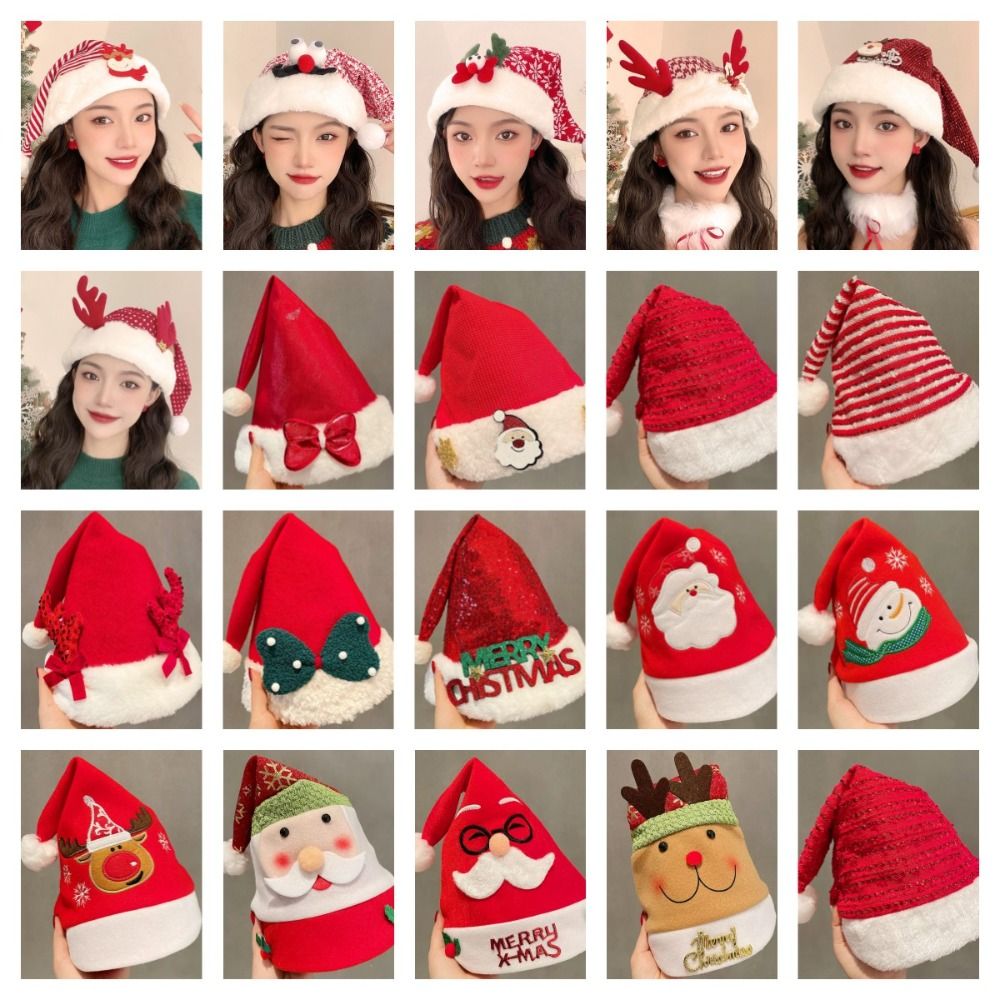 All-match Merry Christmas Decoration Christmas Hat Santa Claus Bow Elk ...