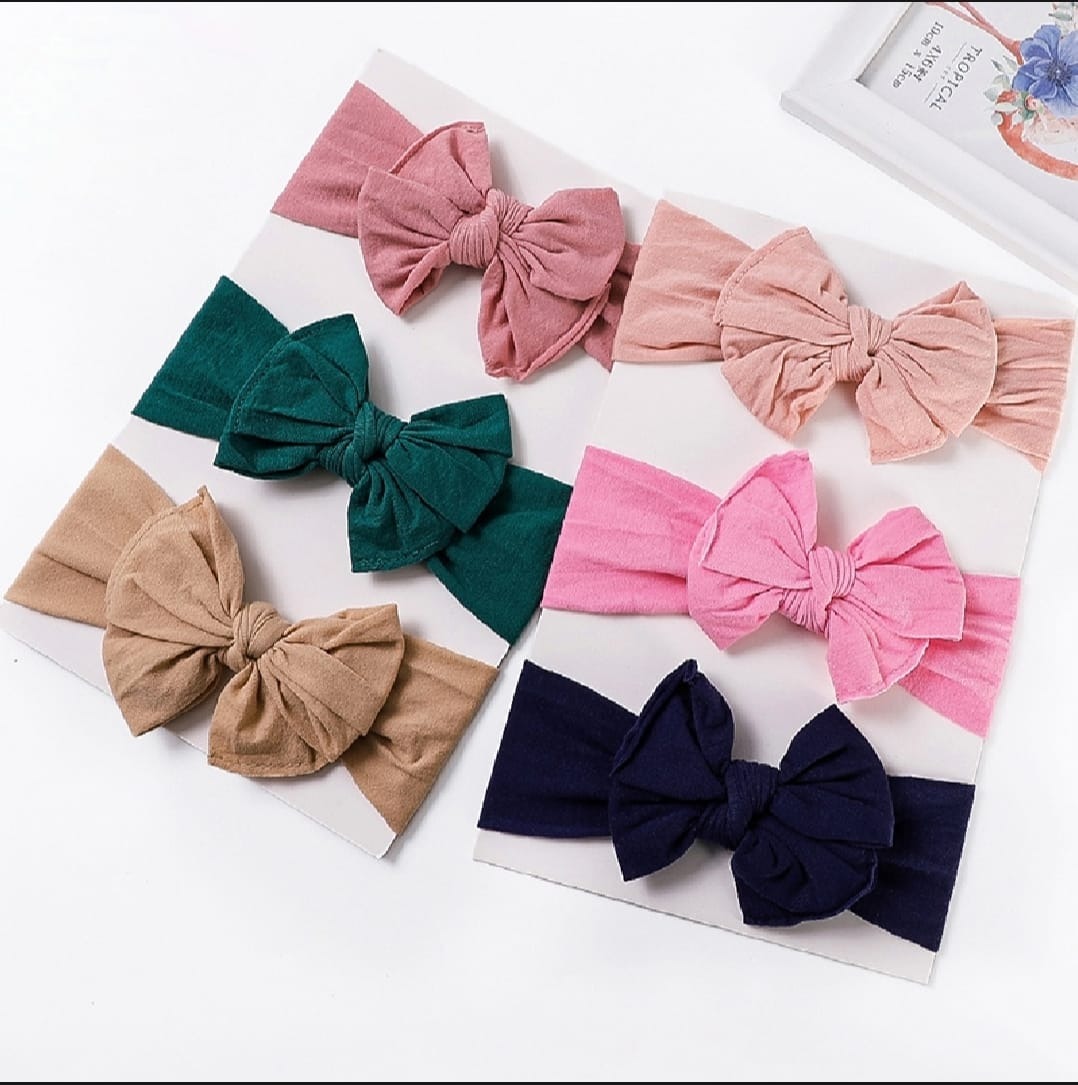 3Pcs Bow Baby Headband Solid Color Infant Girls Hair Bands Newborn ...
