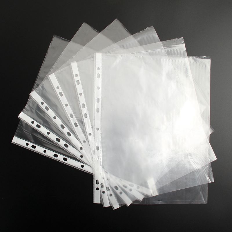 A4 Clear Plastic Punched Pockets Folders Filing Wallets Sleeves Wallets