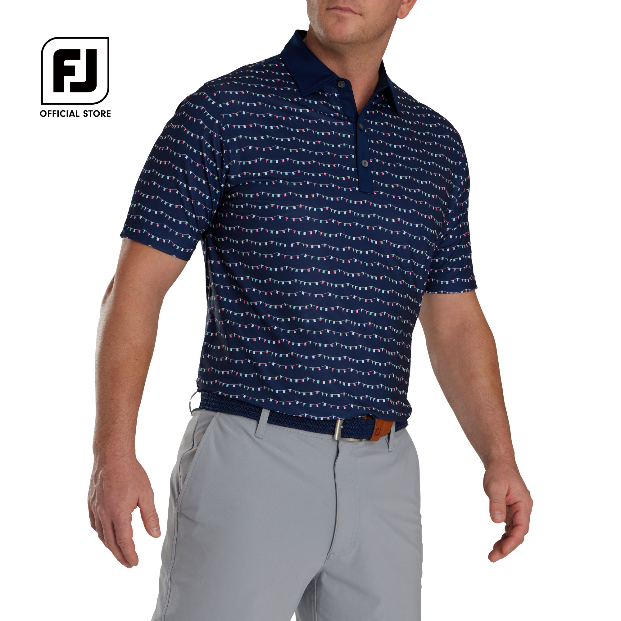 FootJoy FJ ProDry Performance Flag Banner Print Lisle Self Collar Men's ...