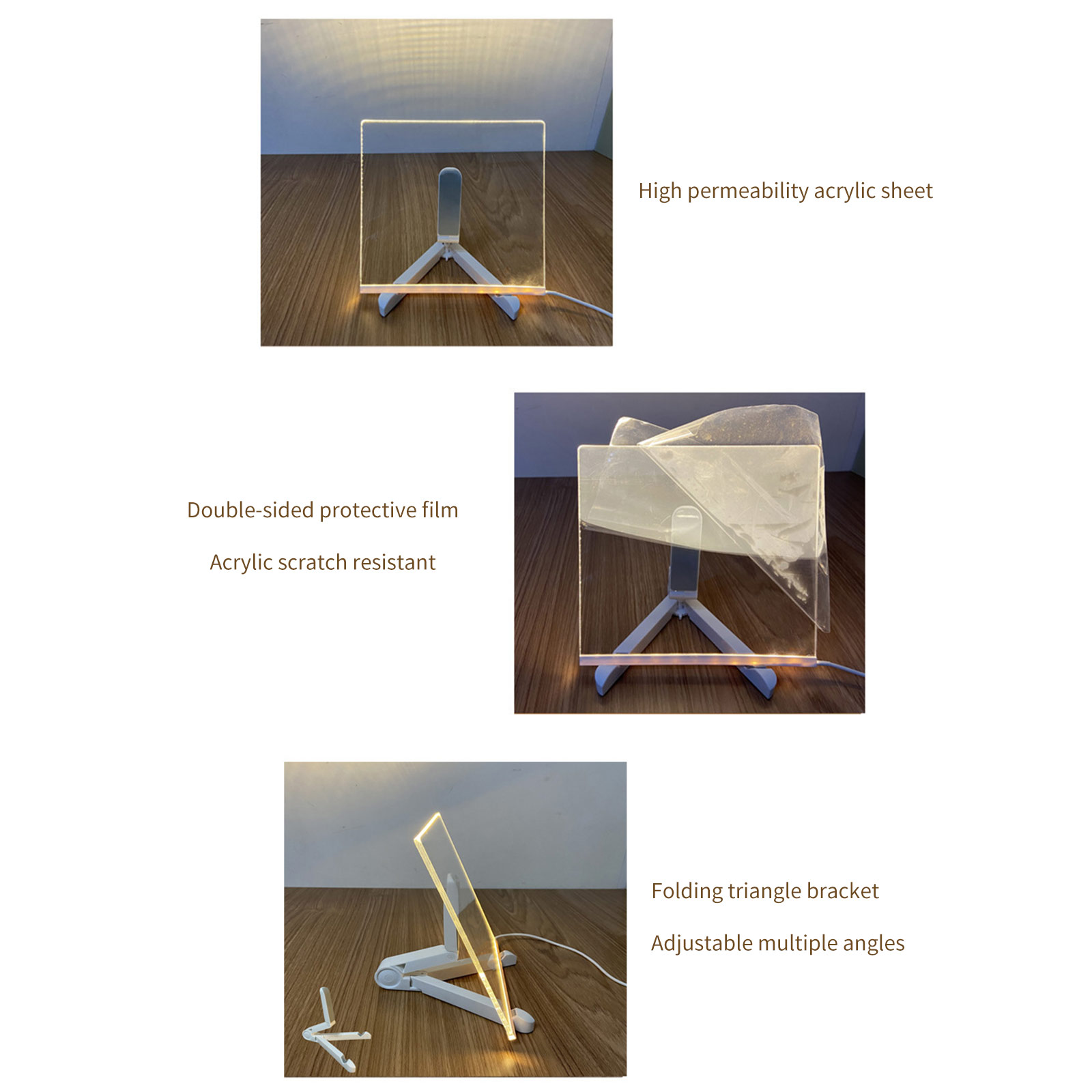 Transparent Luminous LED Night Lights USB Luminous Message Board With 7 ...