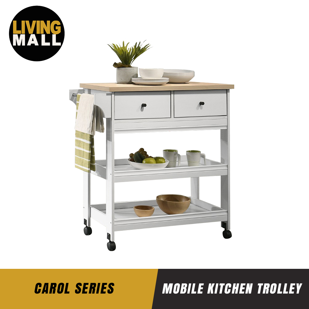 Living Mall CAROL Mobile Kitchen Trolley Island/Storage Cabinet 2 Door ...