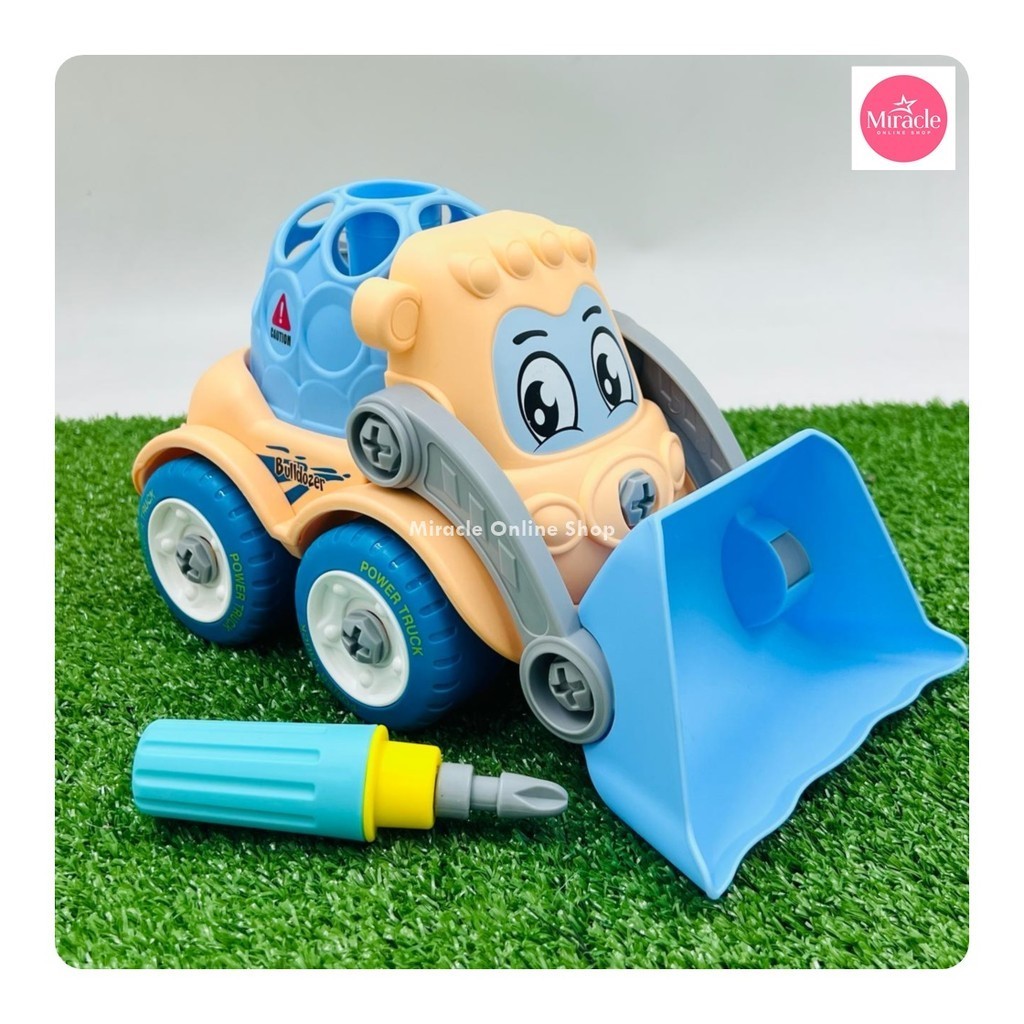 Mainan Edukasi anak Mobil Truk Buldozer Bongkar pasang DIY Build The ...