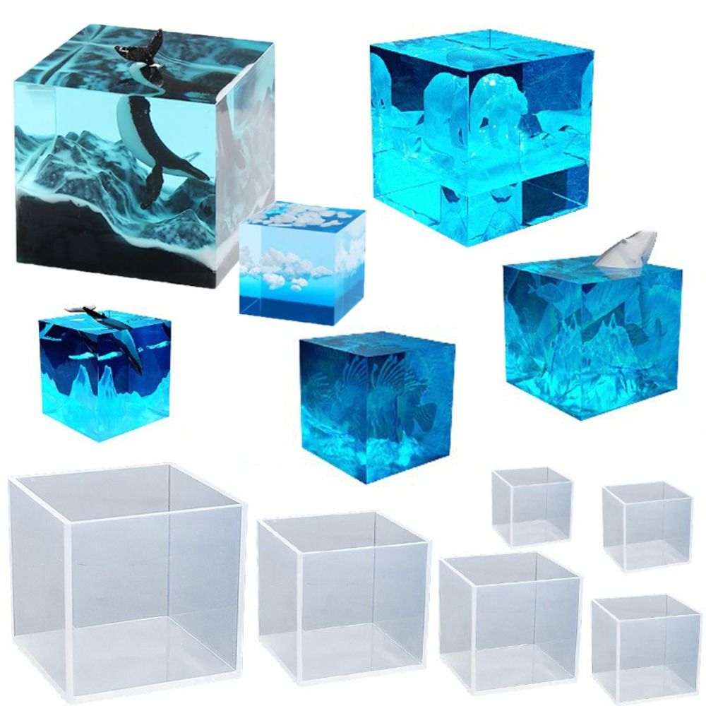 Candle Large Square Cube Molds Deep Silicone Cube Mould 3D Epoxy Resin ...