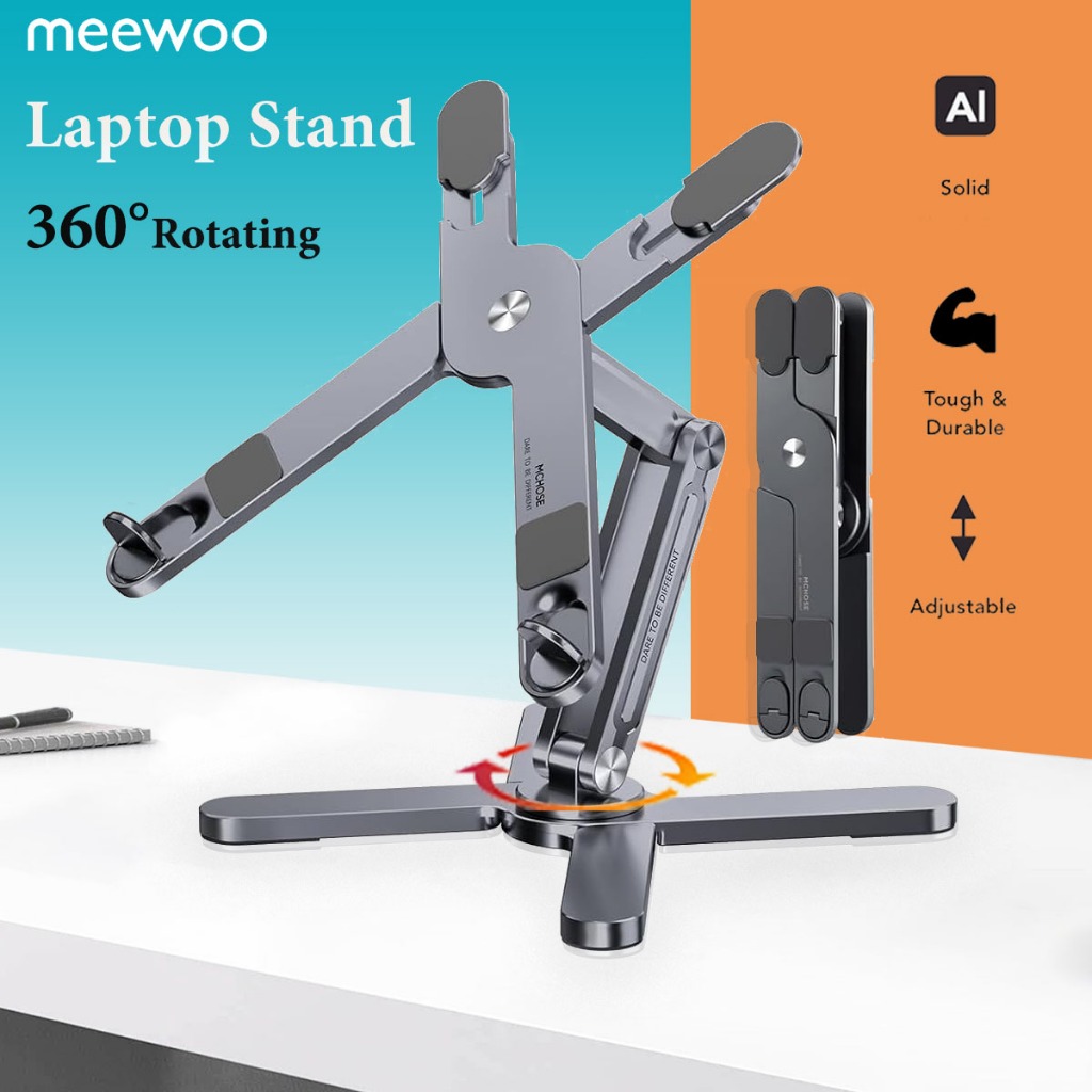 Meewoo Portable Laptop Stand 360 Rotating Aluminum Alloy Height ...