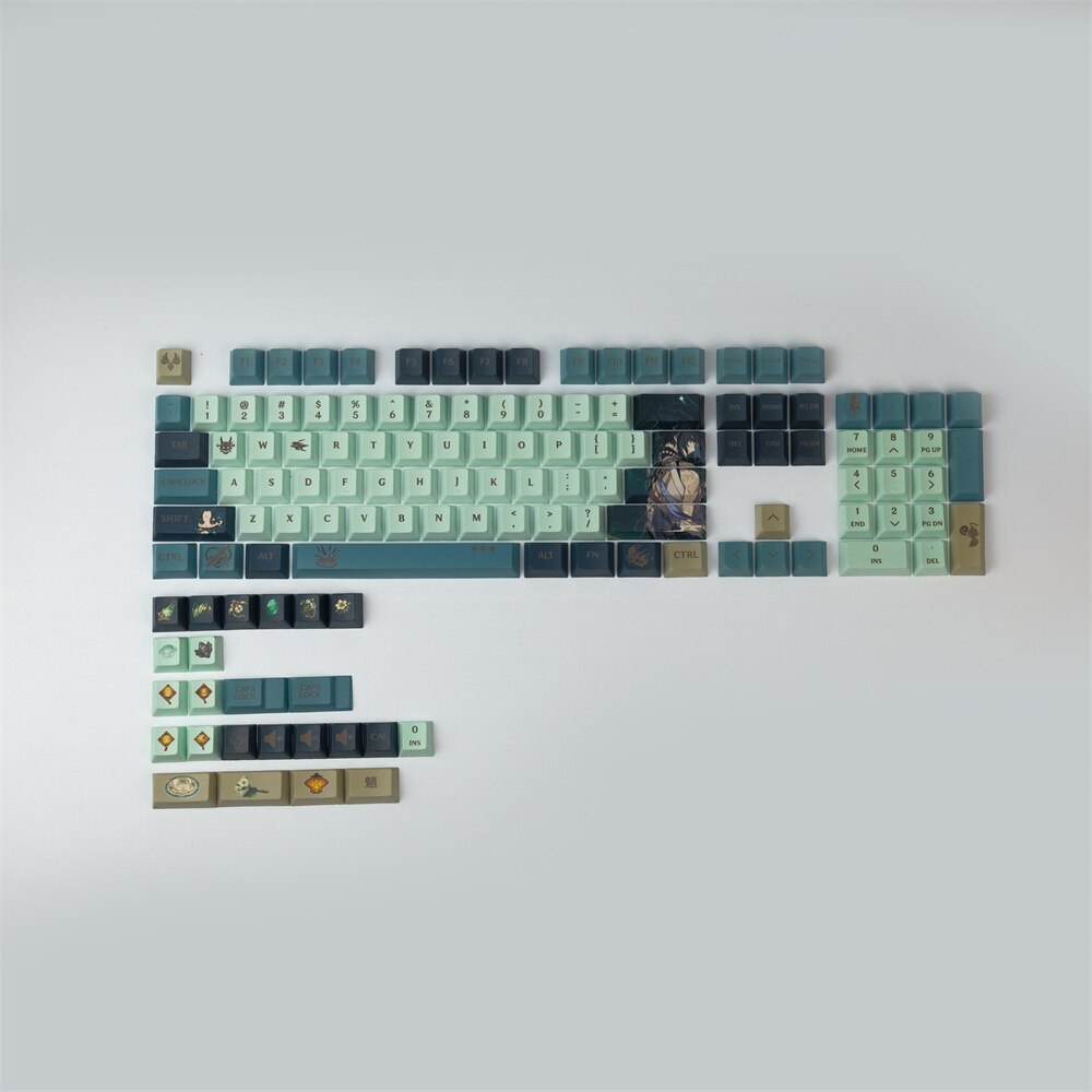 128 Keys Genshin Impact Xiao Keycaps PBT DYE-Sublimation Cherry Profile ...