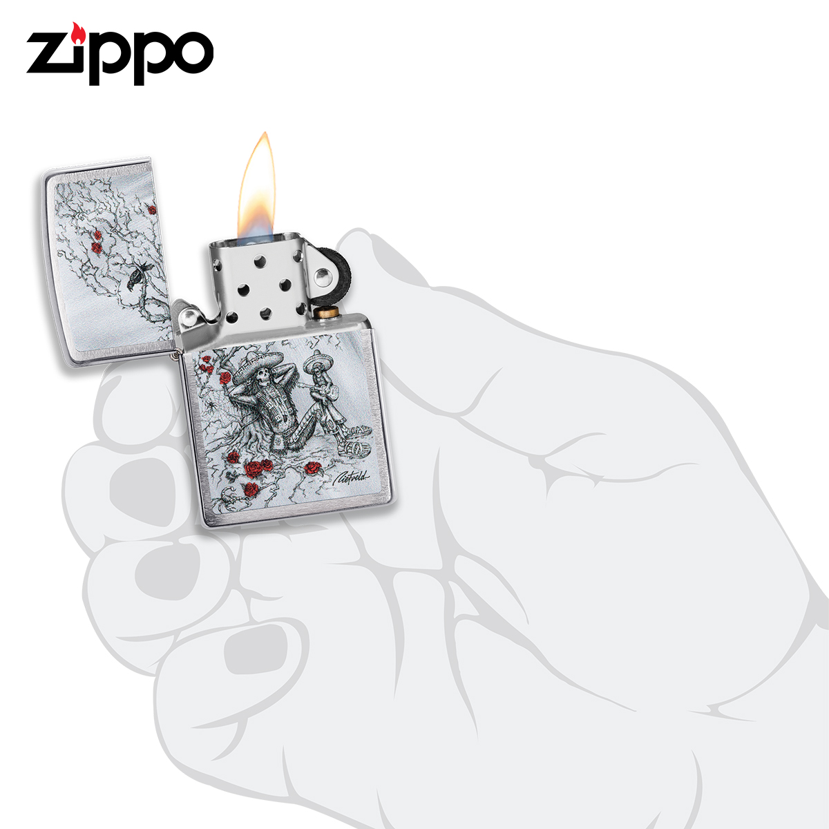 Zippo Rietveld Skeleton Design Brushed Chrome Lighter Zippo 49144 ...