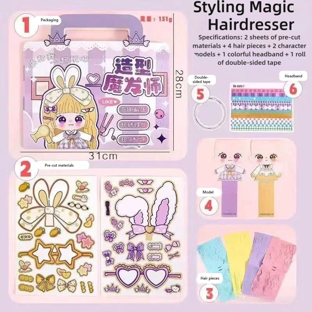 Creative Cartoon DIY Hairstyle Game Stickers Multicolor No Cutting ...