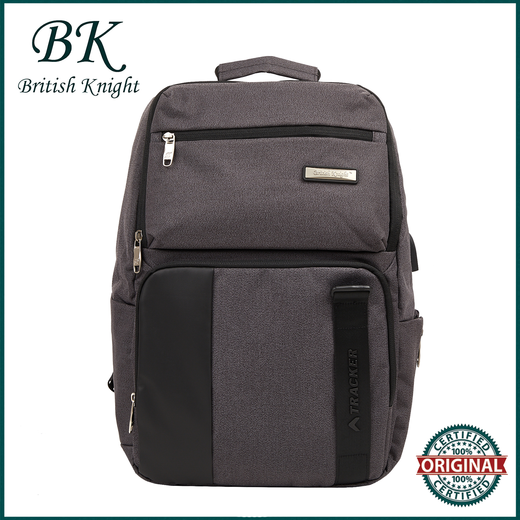 British Knight B21DO86318 CRB Gray Corporate Bag Laptop Backpack with ...