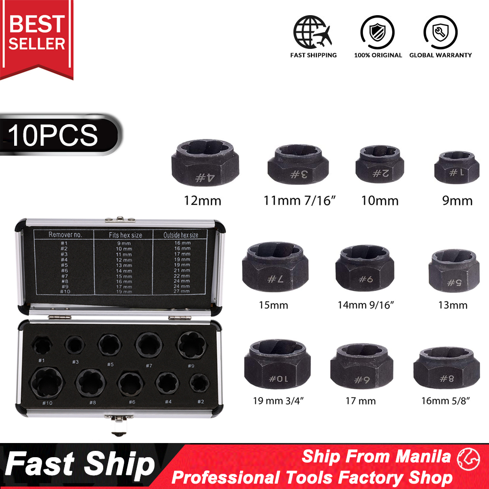 【FAST Delivery】10PCS 9-19mm Damaged Rounded Bolt Nut Remover Extractor ...