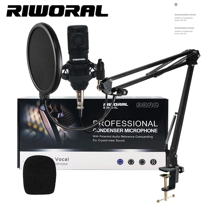 RIWORLA BM800-XL ไมโครโฟนคอนเดนเซอร์ แท่นยึดเดสก์ท็อปแบบตั้งโต๊ะ ตาข่าย ...