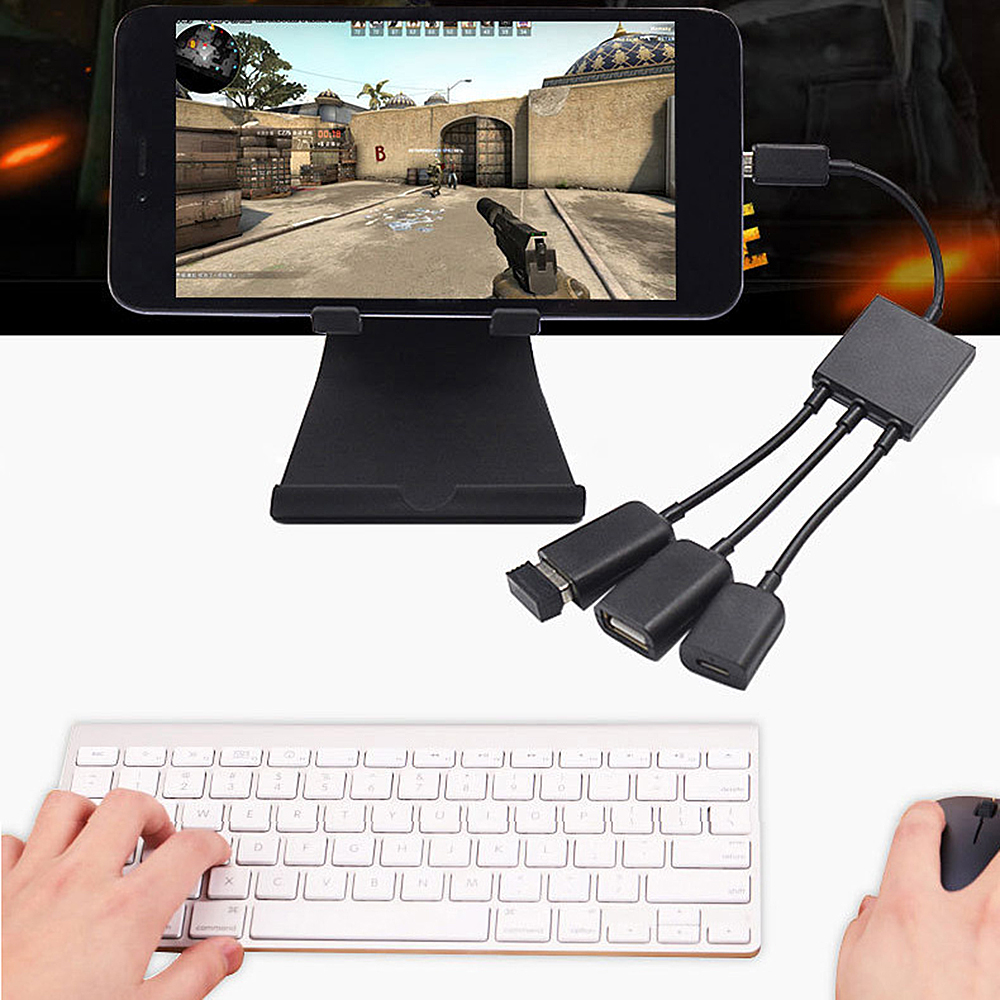 【Big savings】 3 In1 OTG USB Port Game Mouse Adapter Cable | Daraz.lk