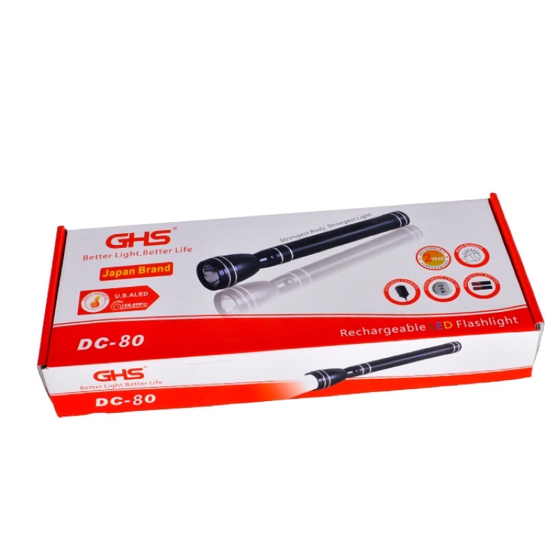 ORIGINAL GHS JAPAN RECHARGEABLE TORCH LIGHT DC80 FLASHLIGHT 2 YEAR ...