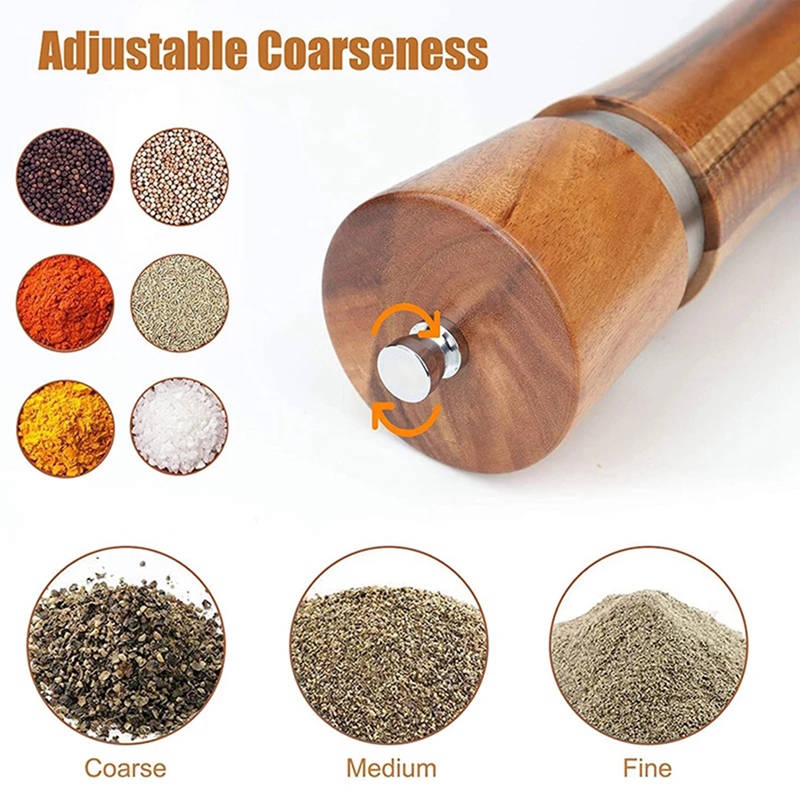 2Pcs Wood Salt and Pepper Grinders Set, Manual Acacia Salt and Pepper ...