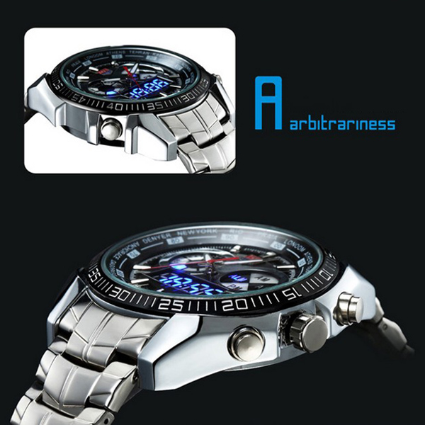 TVG 468 New Men 3 Dial LED Display Analog-Digital Military Wrist Watch ...