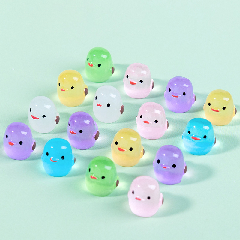 10Pcs Cartoon Luminous Chick Miniature Resin Figurines Creative Home ...