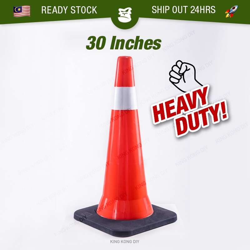 【BUATAN MALAYSIA】30” HEAVY DUTY PVC TRAFFIC SAFETY CONE Rubber Base ...