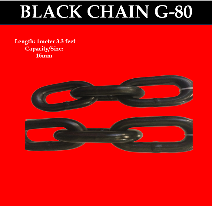 TOYU Kadina Black Chain 1m 3.3 feet 12mm-16mm High Strength Chain G80 ...