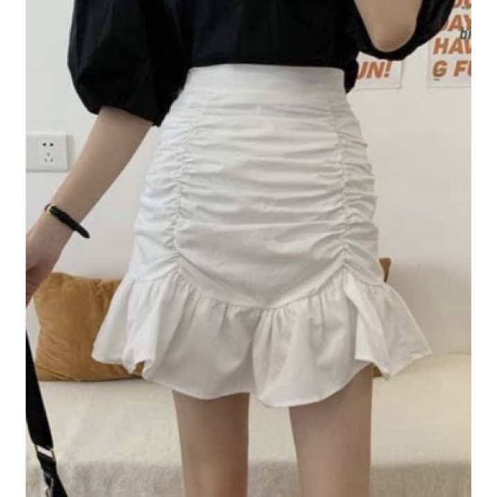 [ Cod ] Sakura Mini Skirt Kerut Premium Quality Rok Mini Wanita Kerja
