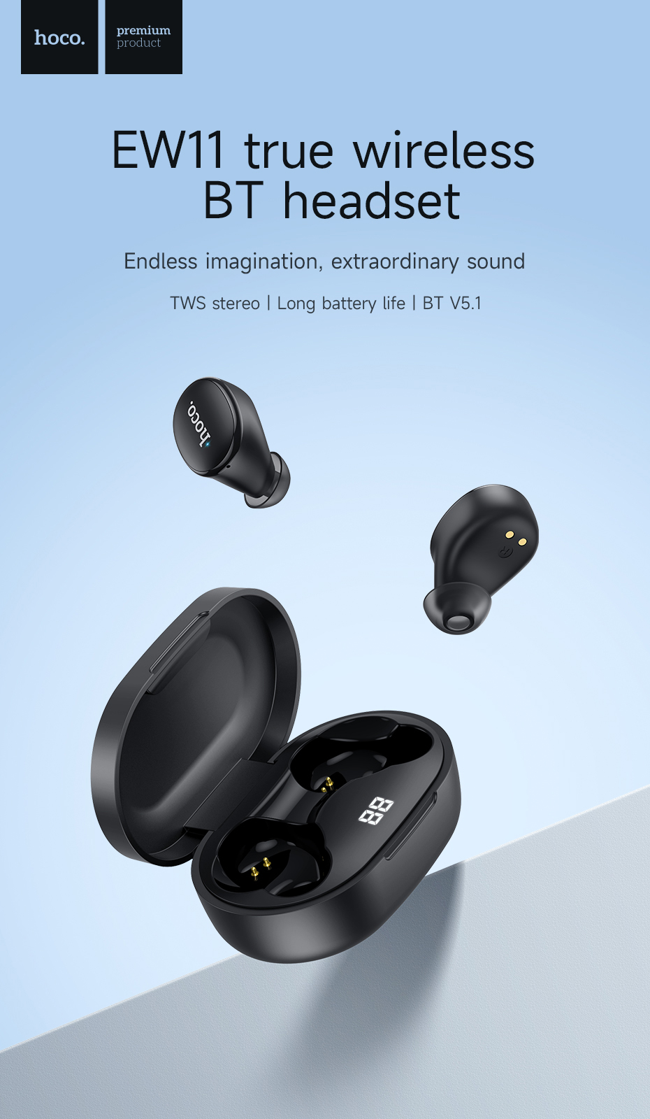 HOCO EW11 Wireless Earbuds Bluetooth 5.1 Tune TWS Headphones Wireless Bluetooth Earphones With ...