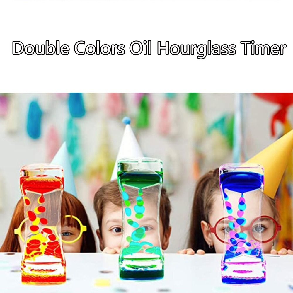Fidget Toy Double Colors Oil Hourglass Timer Acrylic Creative Movement ...