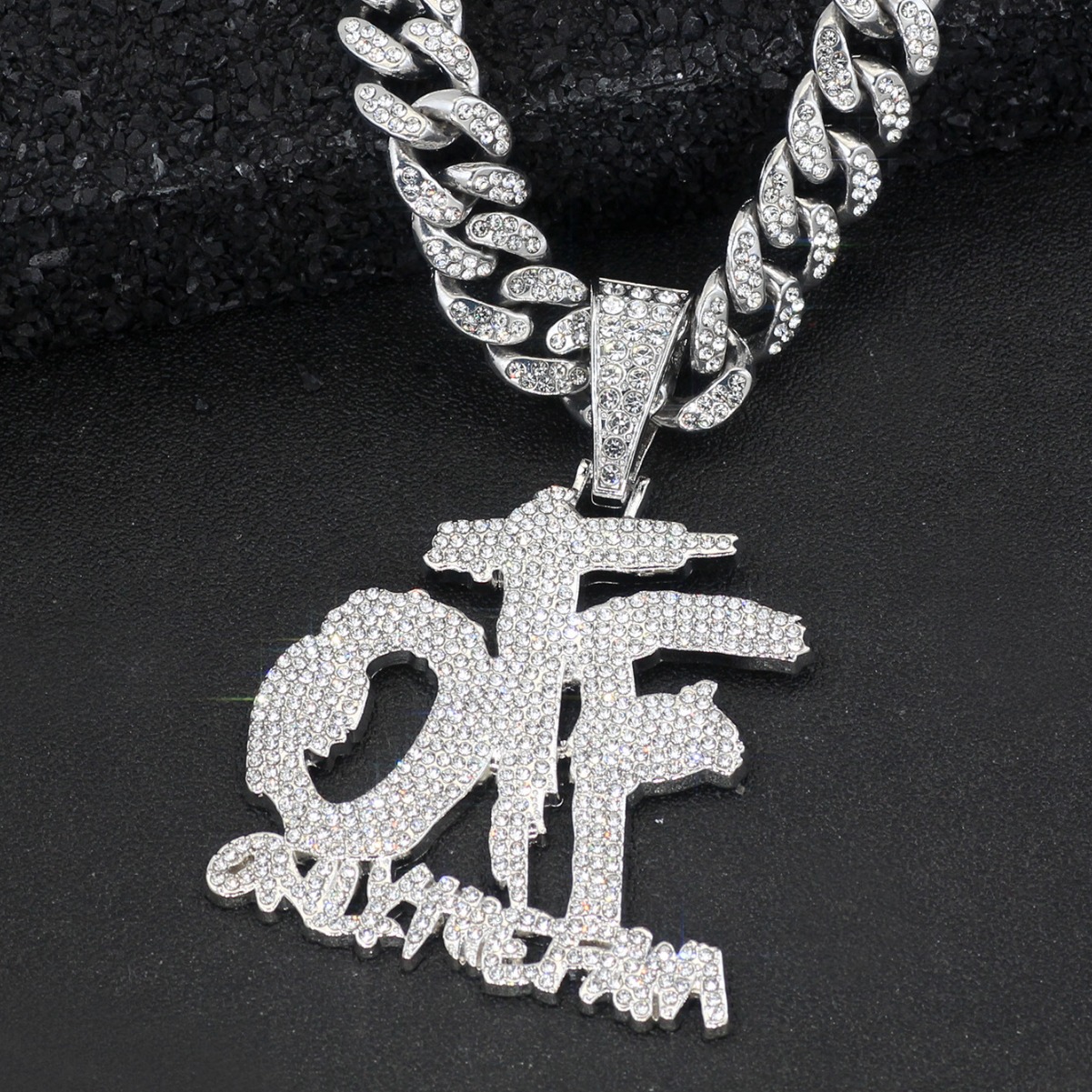 【Fashion-forward】Full Diamond OTF Pendant Necklace Men's Hiphop Hip Hop ...