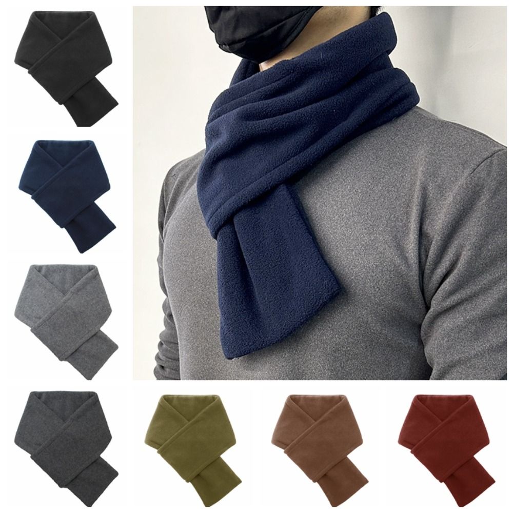 Simple Thickened Fleece Scarf Velvet Thermal Winter Scarves Neck Warmer ...