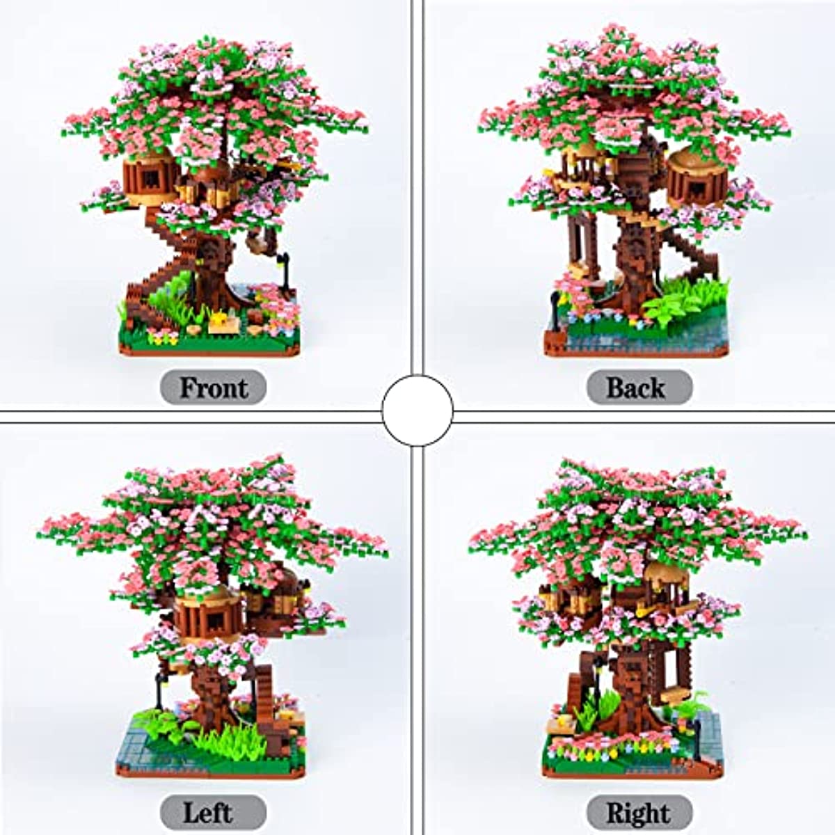 MuXiaRe Cherry Blossom Treehouse Bonsai Tree Building Blocks Set Sakura ...