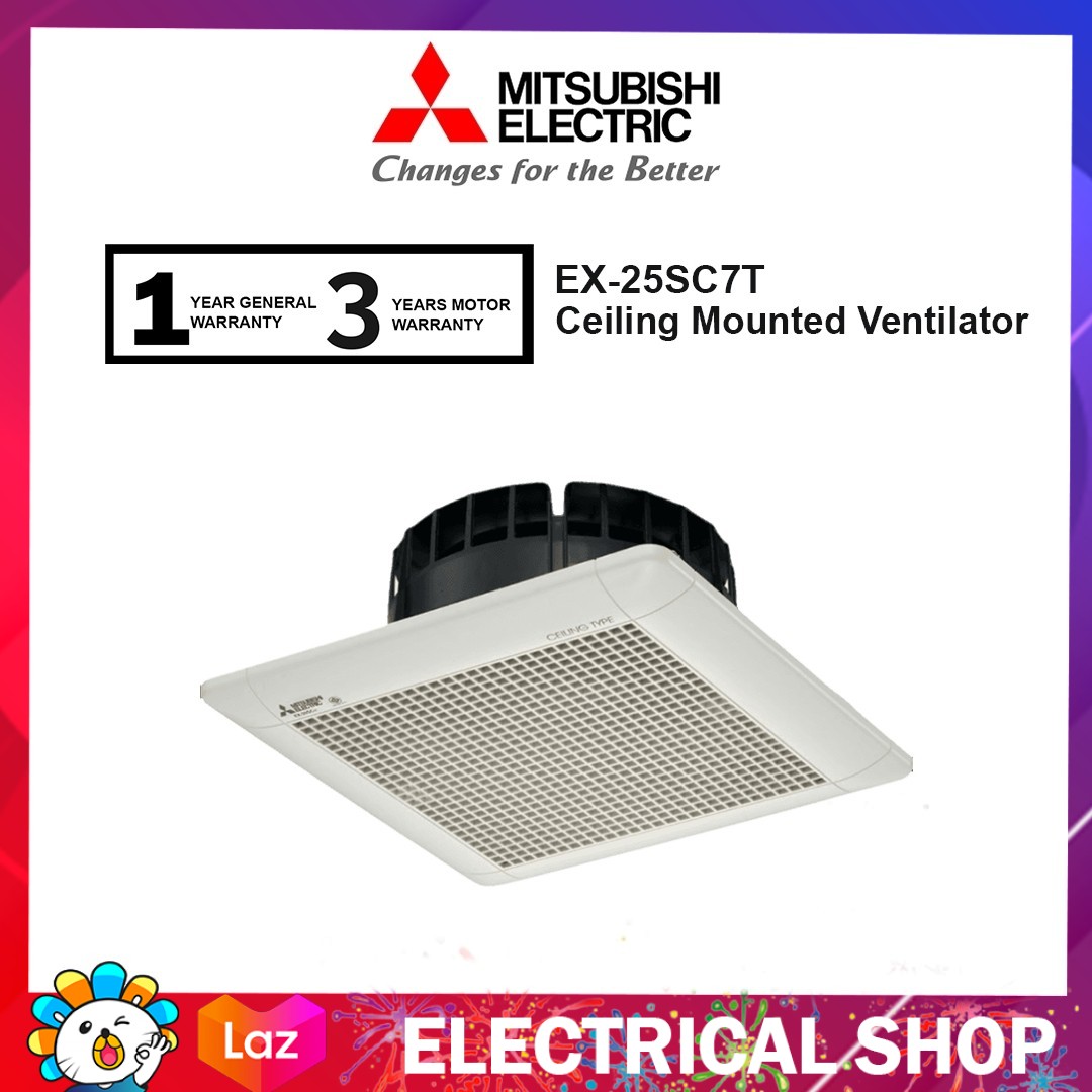 Mitsubishi 10'' Ceiling Mounted Exhaust Fan EX-25SC7T Ventilation Fan ...