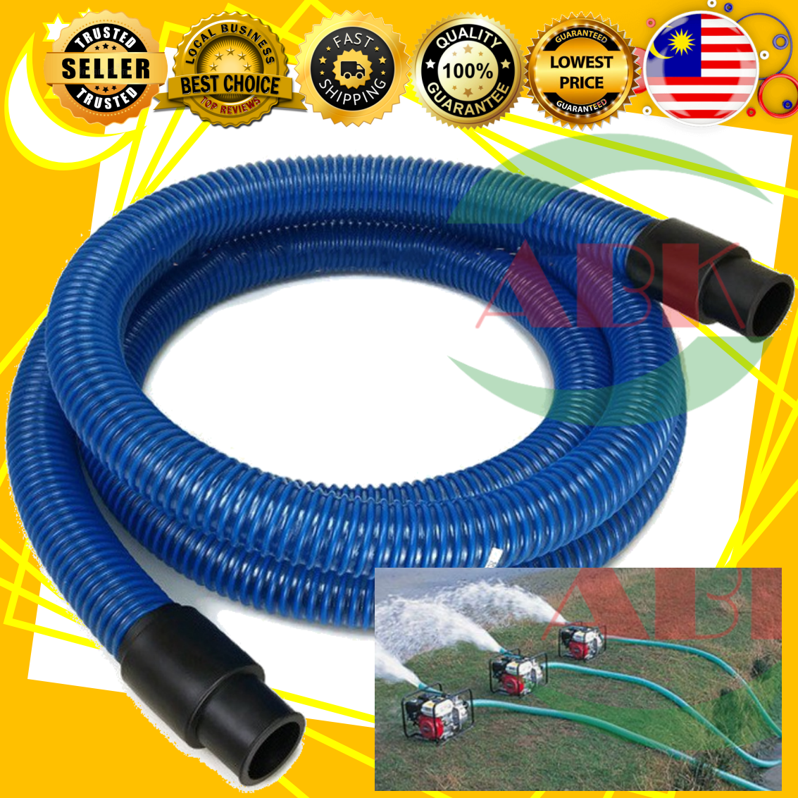2 INCH X 10' HEAVY DUTY PVC SUCTION HOSE SPRING HOSE PIPE SAWAH HIDUNG ...