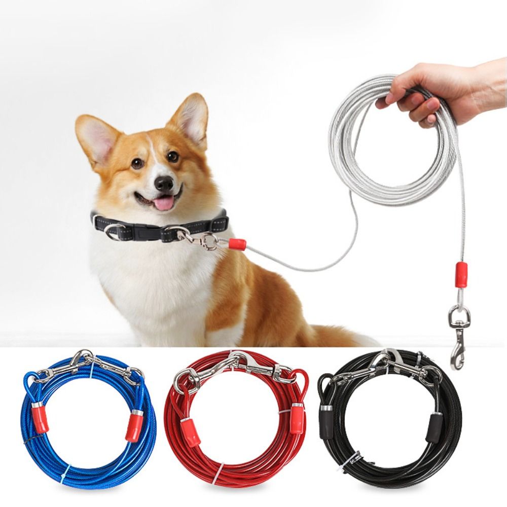 Dogs Accessories 3/5/10 Meter Dog Tie Out Cable Dual End Snap Hooks ...