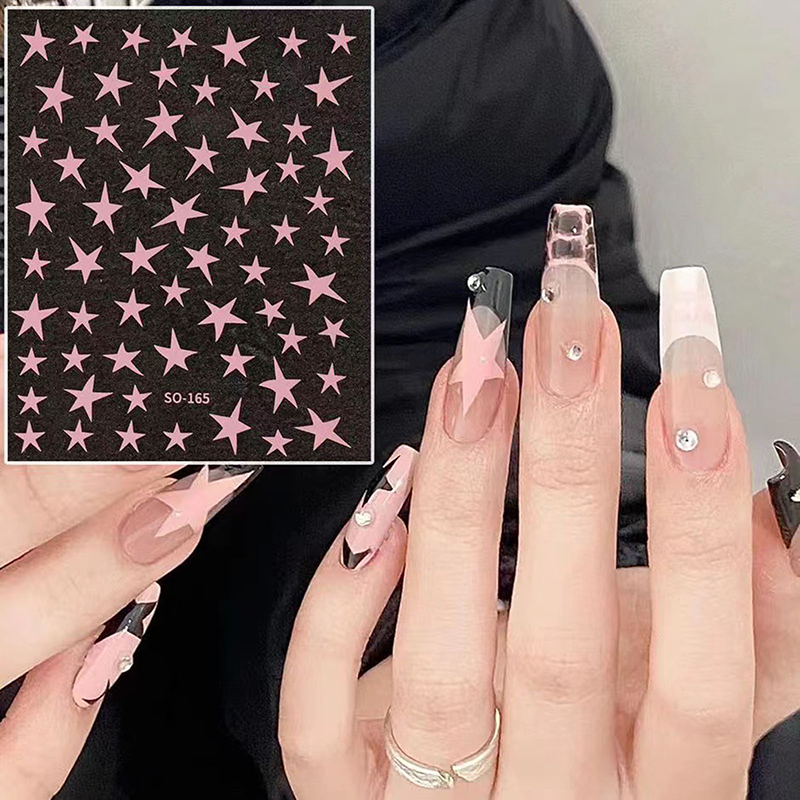3D Y2K Star Nail Art Sticker Self-Adhesive Pentagram Stars Nail Design ...