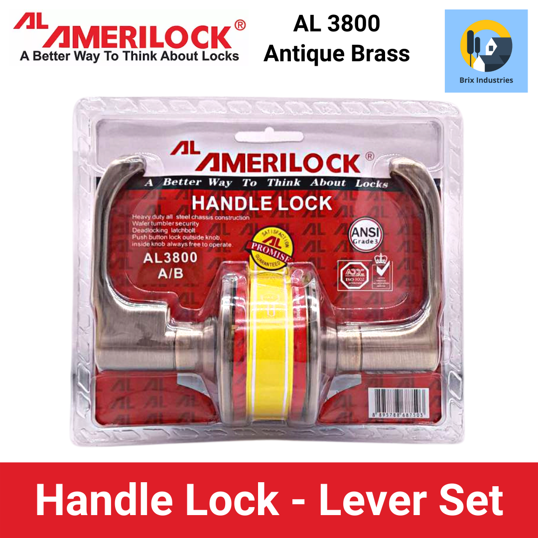 Amerilock Lever Type Antique Brass AL3800 AB Handle Lock Lockset ...