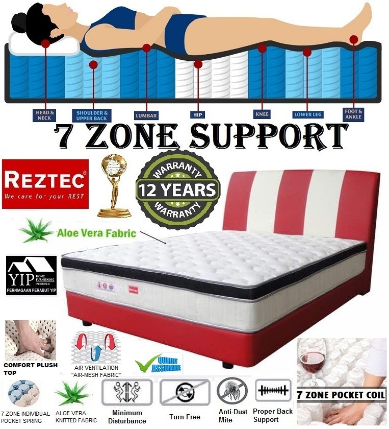 Reztec 7 Zone Pocket Spring + Comfort Plush Top 11 Inch Queen/King Size ...