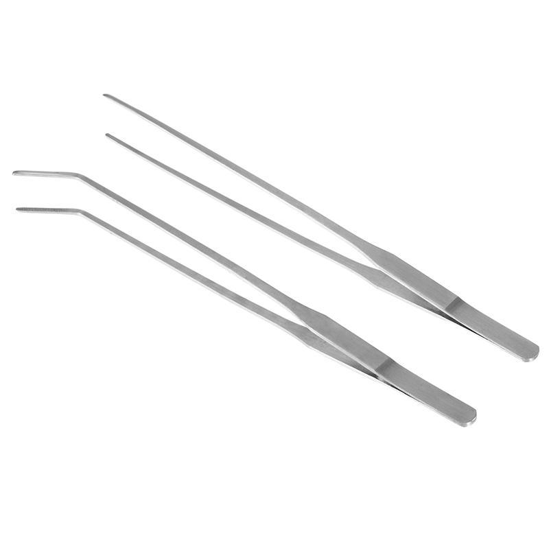 【TrendGlobe】2pcs 27CM Stainless Steel Straight Tweezers And Curved Tip ...