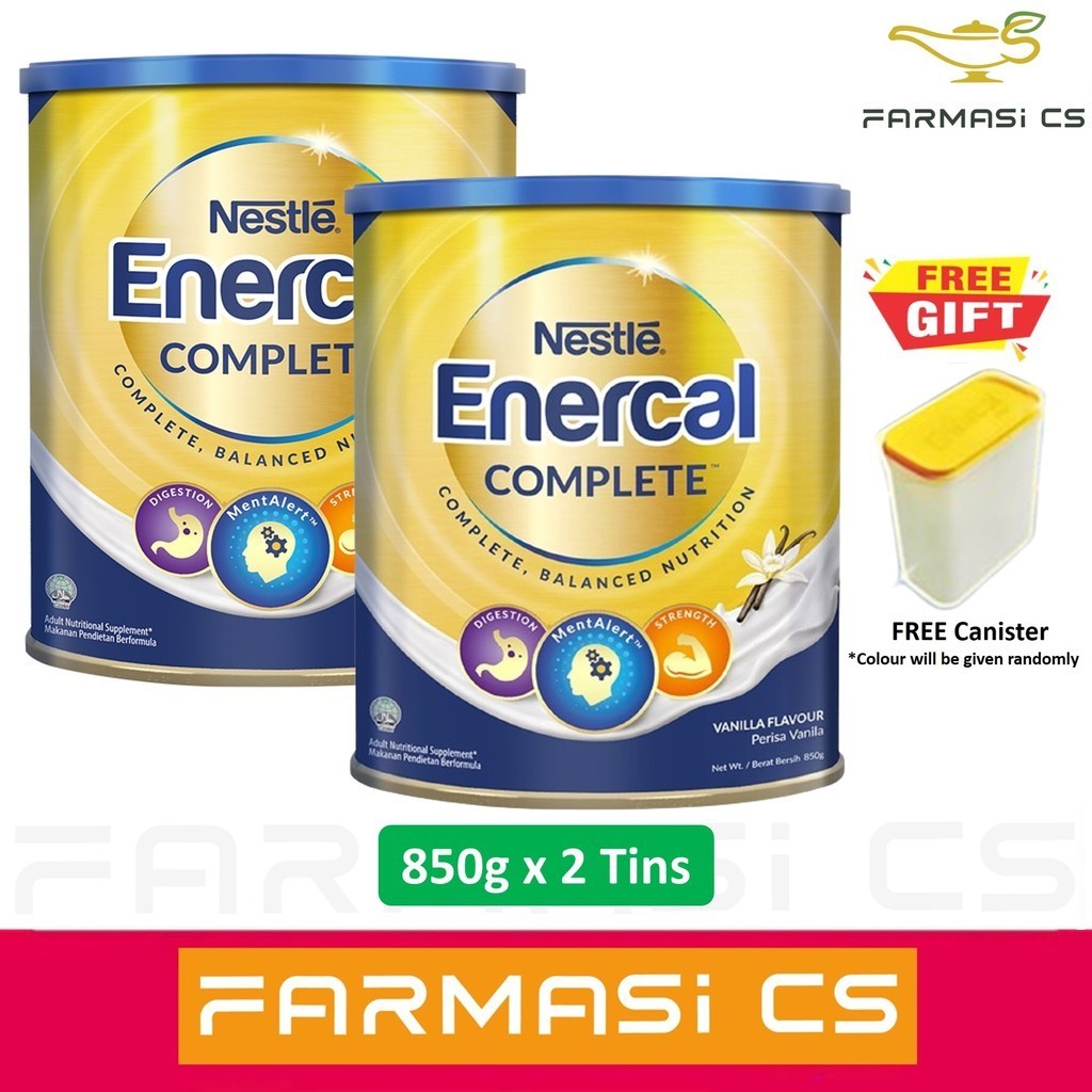Enercal Complete 850g x 2 tins (TWIN) FREE Canister EXP112026 nestle, vanilla, complete balance ...