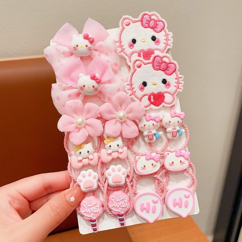 18pcs Set Kawaii Sanrio Hair Ties Anime Hair Ring Ornaments Cinnamoroll ...