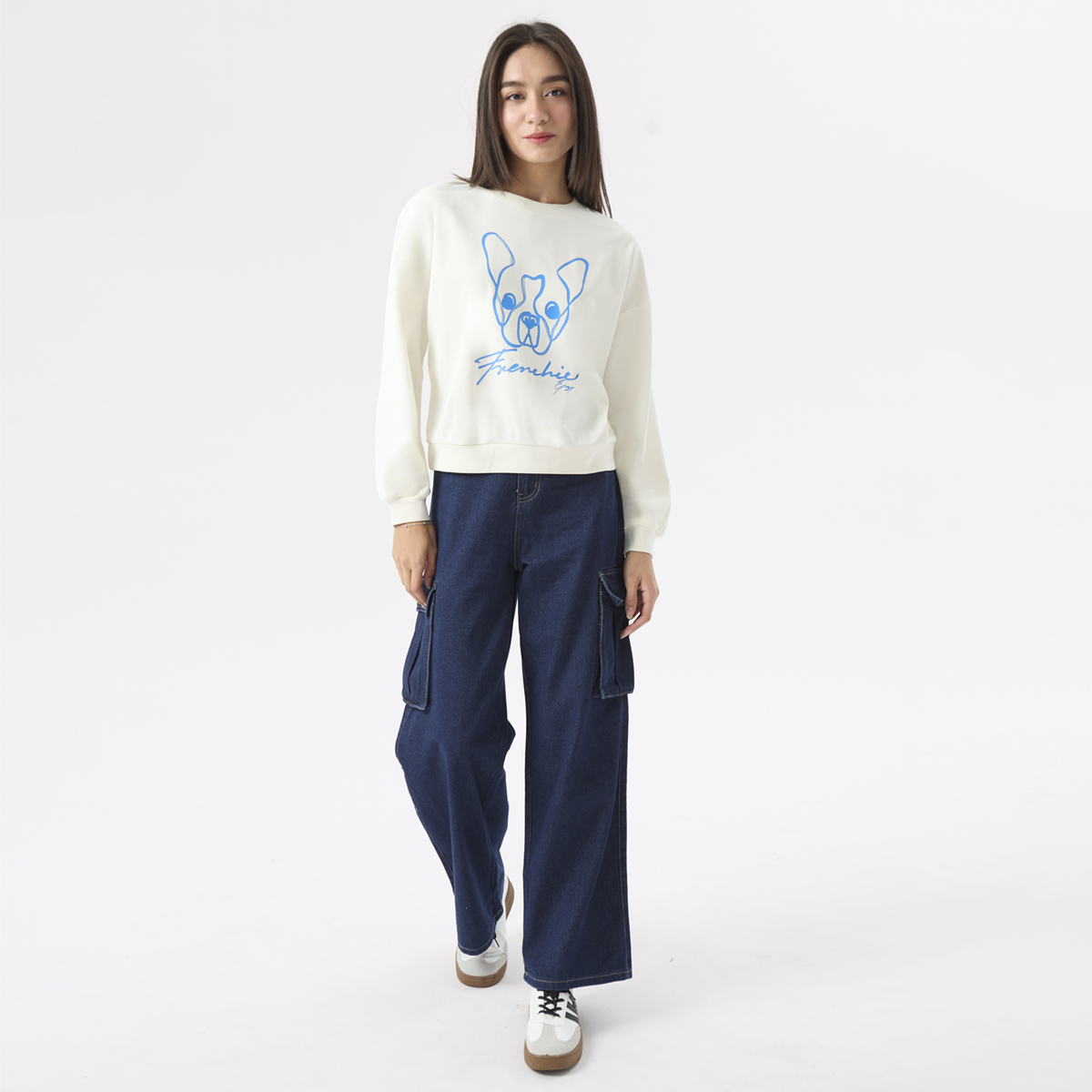 ESP เสื้อสเวตเชิ้ต เฟรนช์ชี่ ผู้หญิง สีครีม Frenchie Sweatshirt 06299 ...