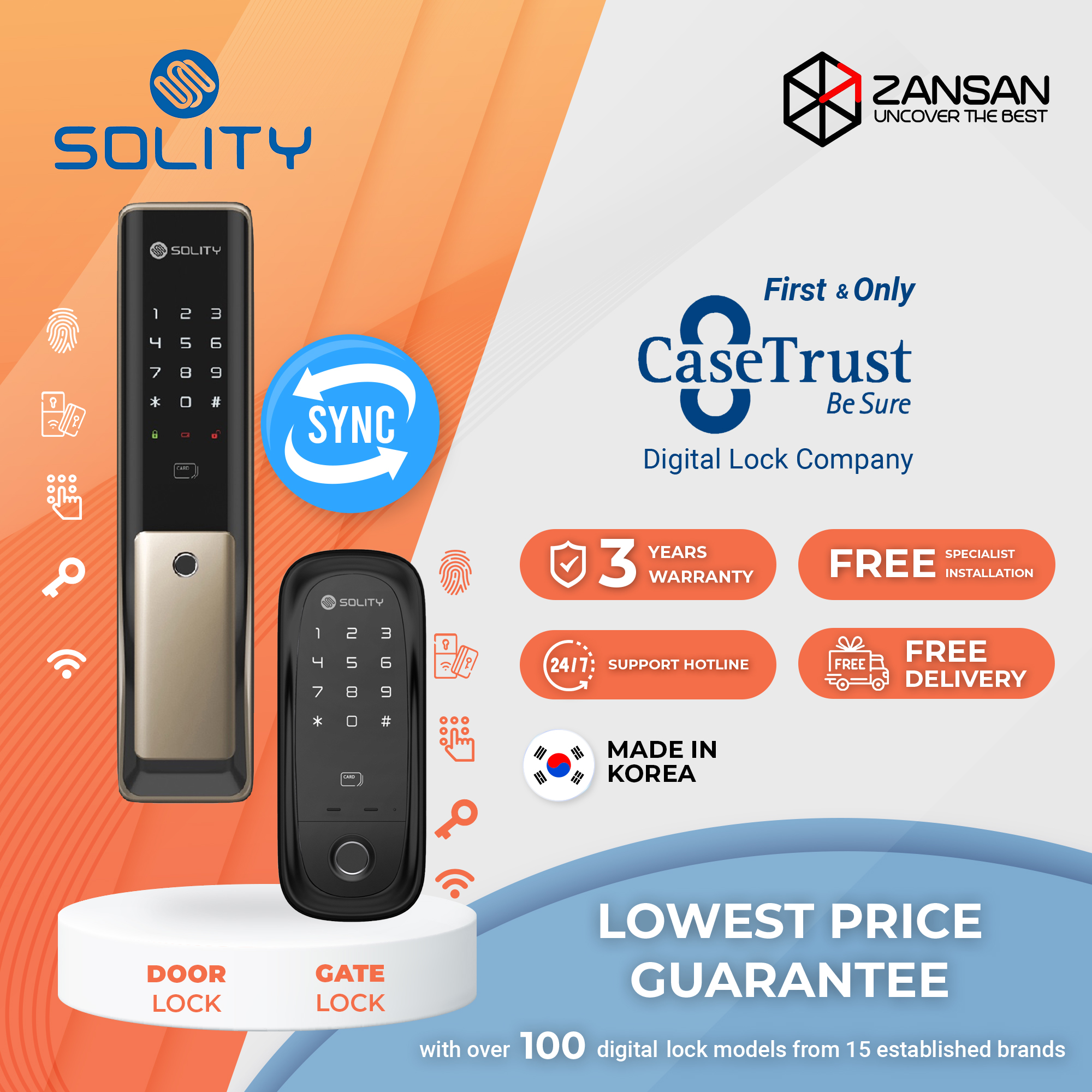 [Sync Lock] Solity GD-65B Synchronize Digital Gate Lock / Five way to ...