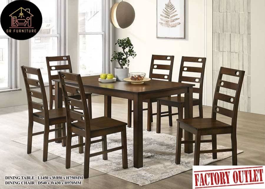 GR Furniture Modern Kitchen Dining Table Solid Rubber Wood Dining Set ...