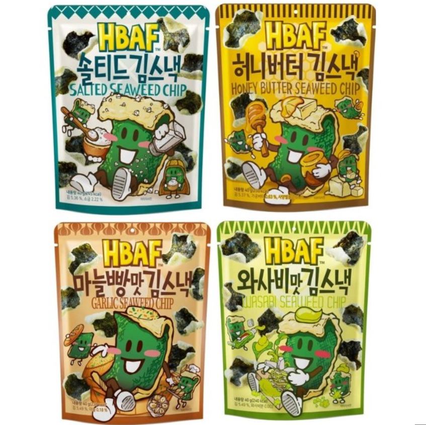 HBAF Honey Butter Seaweed Snacks 40g rice chip Honey Butter Wasabi Garlic Salted Korean Seaweed ...