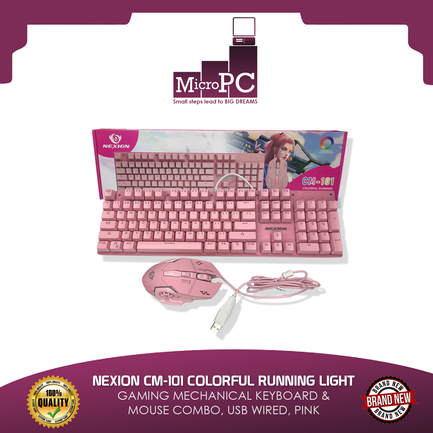 NEXION CM-101 COLORFUL RUNNING LIGHT GAMING MECHANICAL KEYBOARD and ...