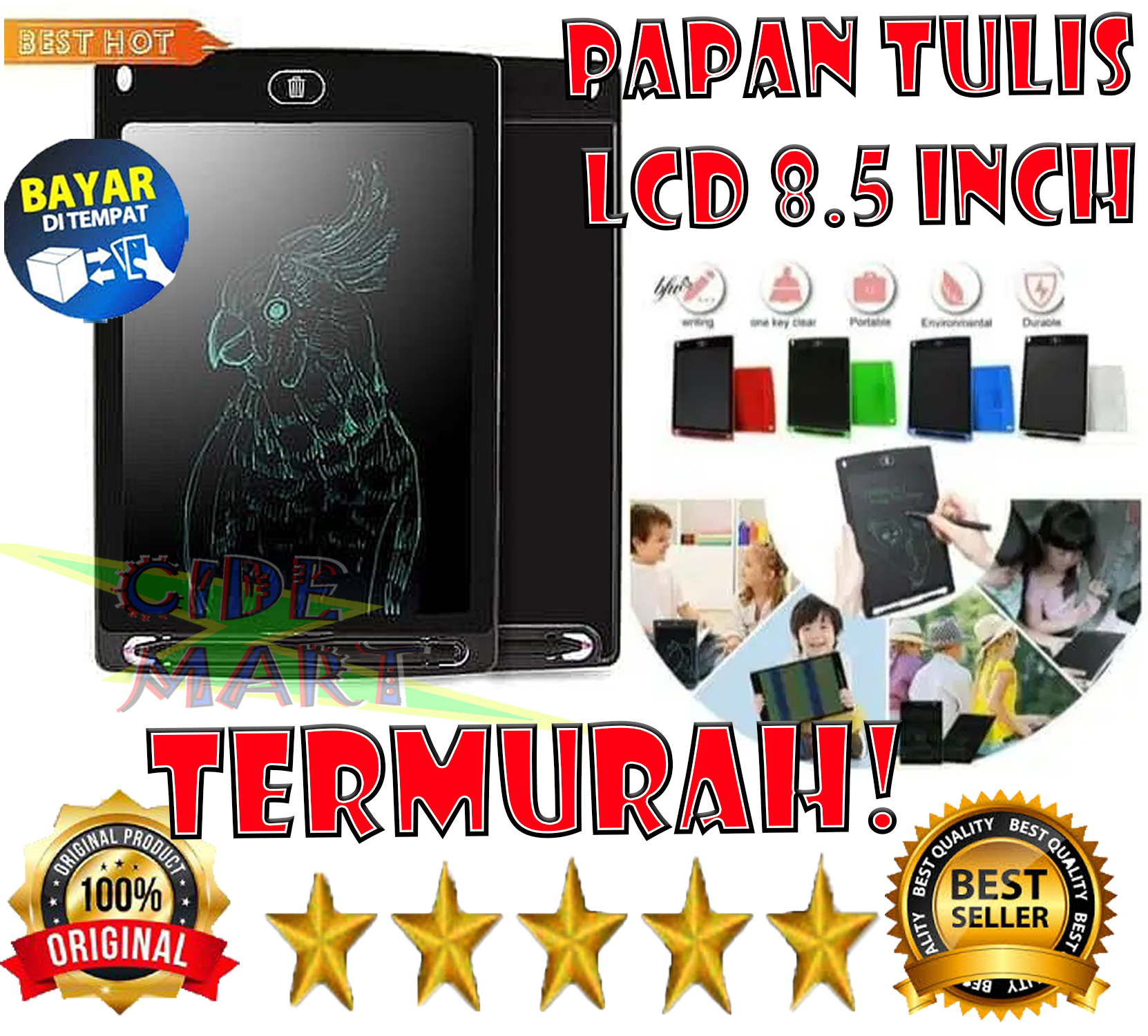 [BISA COD] LCD WRITING TABLET 8,5 INCH / DRAWING TAB / PAPAN TULIS LCD ...
