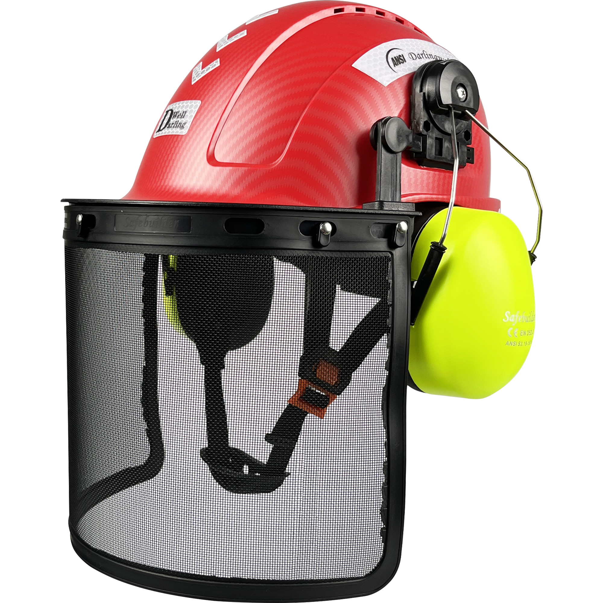 CE Forestry Safety Helmet With Visor Face Mesh Shield Chainsaw work ABS ...