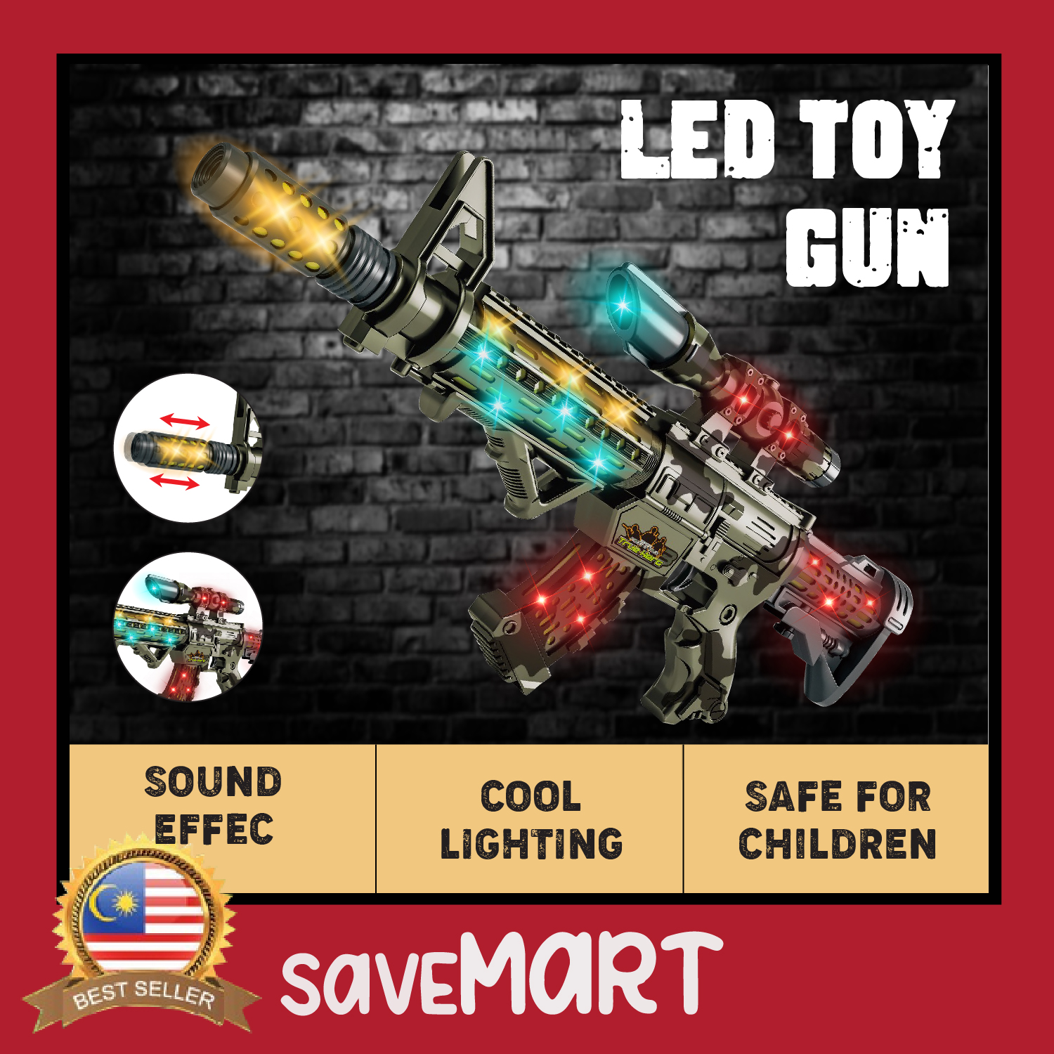 54CM Military Combat Rifle Machine Gun Toy Special Forces LED Light ...