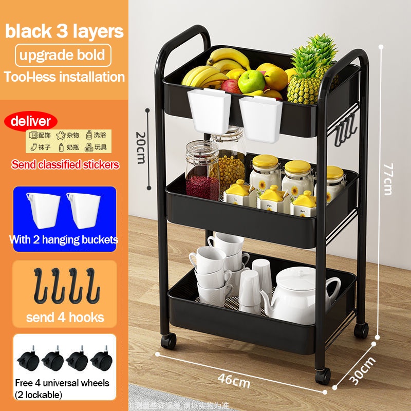 Kitchen Trolley Shelf Removable Storage Cart Organizer Multilayer ...