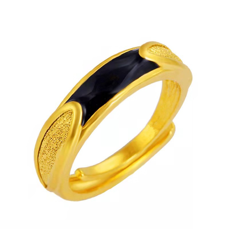 【Factory prices】Frosted Gold Color Ring Green Color Glue Drops Men's ...