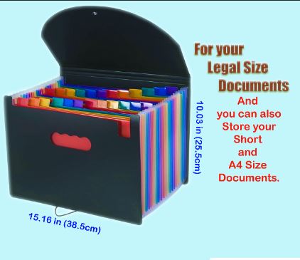 Expanding File Folder A4 and Legal Size Long size 24 pocket Accordion ...