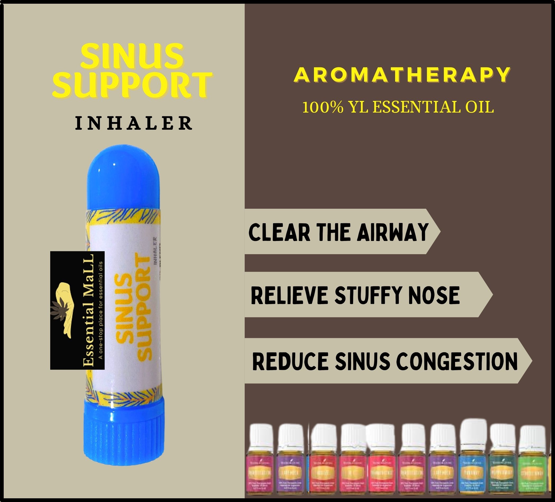 SINUS SUPPORT YL essential oil Inhaler/Nasal Flu Aroma Terapi/ Sedut ...